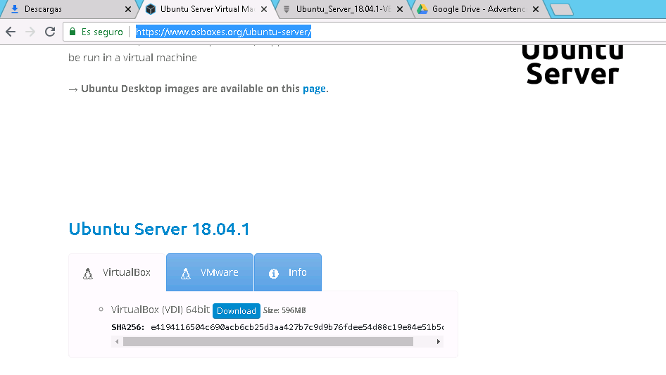 Virtual Box y Ubuntu Server - Metric