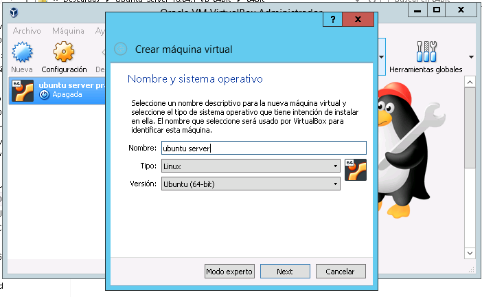 Virtual Box y Ubuntu Server - Metric